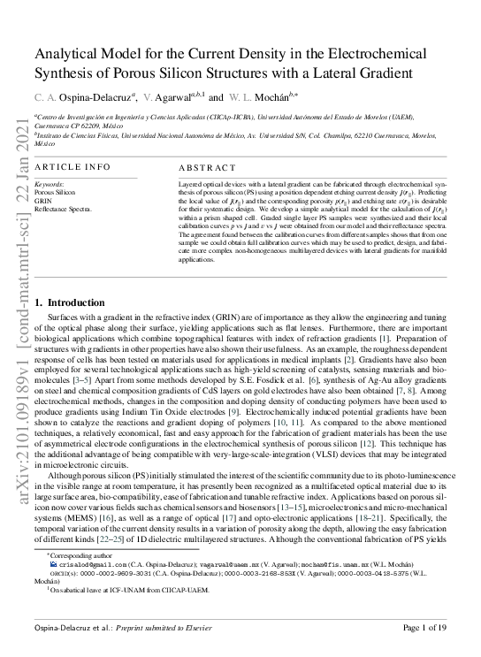 (PDF) Analytical model for the current density in the electrochemical ...