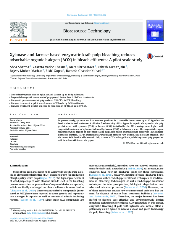 (PDF) Xylanase and laccase based enzymatic kraft pulp bleaching reduces ...