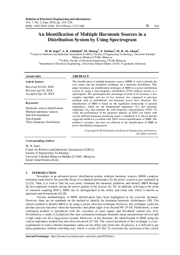 (PDF) An Identification of Multiple Harmonic Sources in a Distribution System by Using Spectrogram
