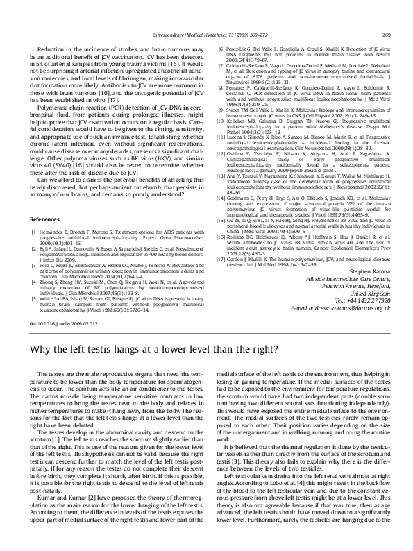 (PDF) Why the left testis hangs at a lower level than the right?