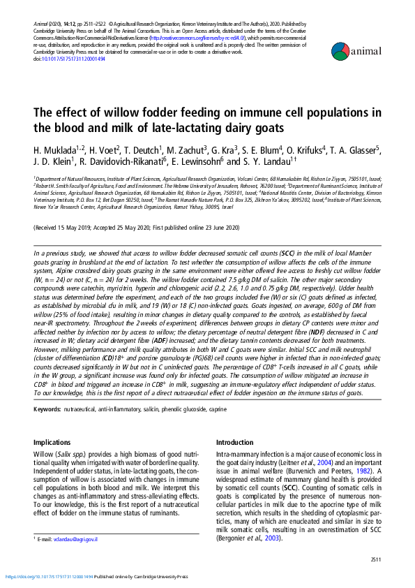 (PDF) The effect of willow fodder feeding on immune cell populations in ...