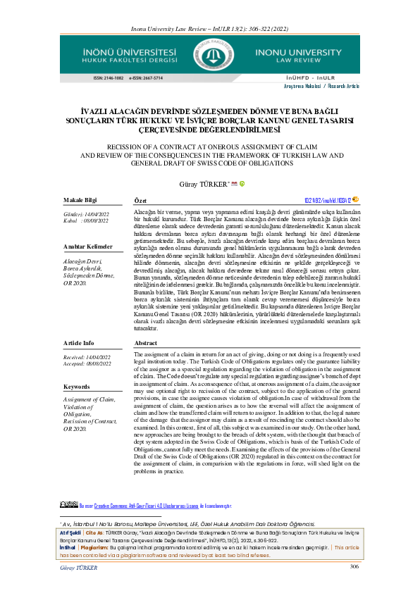 (PDF) Recission of a Contract at Onerous Assignment of Claim and Review ...