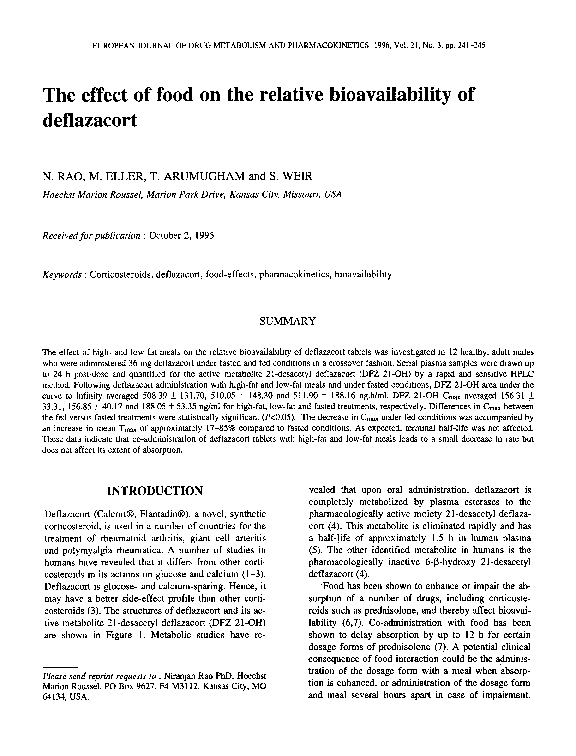 (PDF) The effect of food on the relative bioavailability of deflazacort