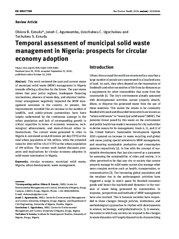 (PDF) Temporal assessment of municipal solid waste management in ...
