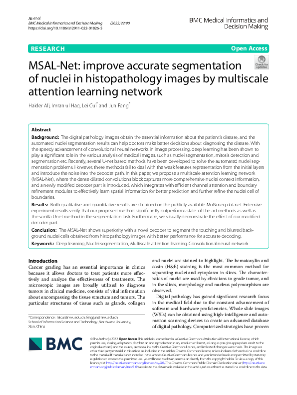 (PDF) MSAL-Net: improve accurate segmentation of nuclei in ...