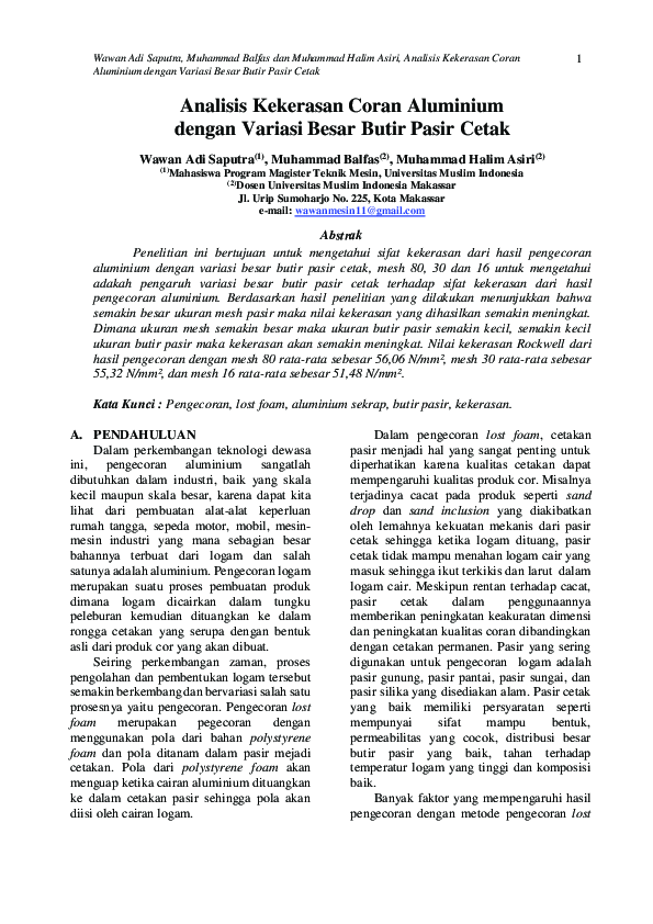 (PDF) Analisis Kekerasan Coran Aluminium dengan Variasi Besar Butir ...