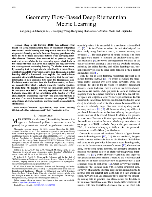 (PDF) Geometry Flow-Based Deep Riemannian Metric Learning