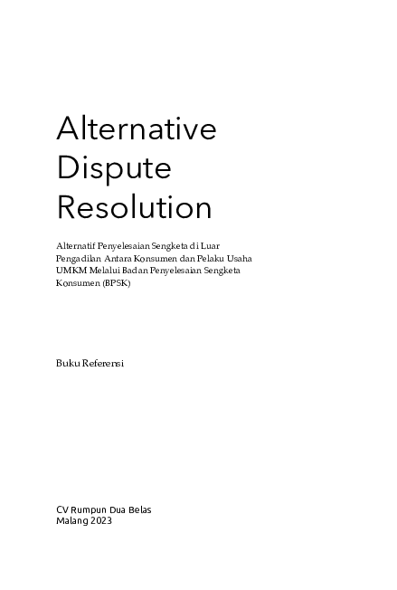 (PDF) Alternative dispute resolution