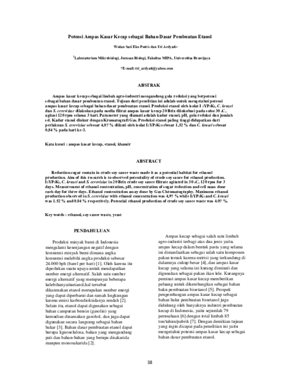 (PDF) Isolasi Khamir dari Ampas Kasar Kecap dan Potensinya sebagai ...