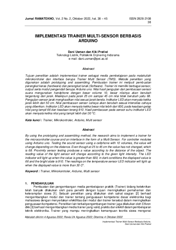 (PDF) Implementasi Trainer Multi-Sensor Berbasis Arduino