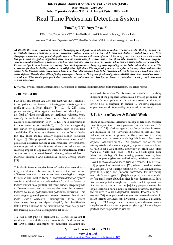 Pdf Real Time Pedestrian Detection System
