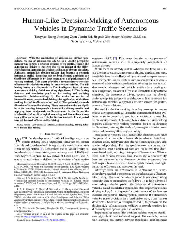 (PDF) Human-Like Decision-Making of Autonomous Vehicles in Dynamic ...
