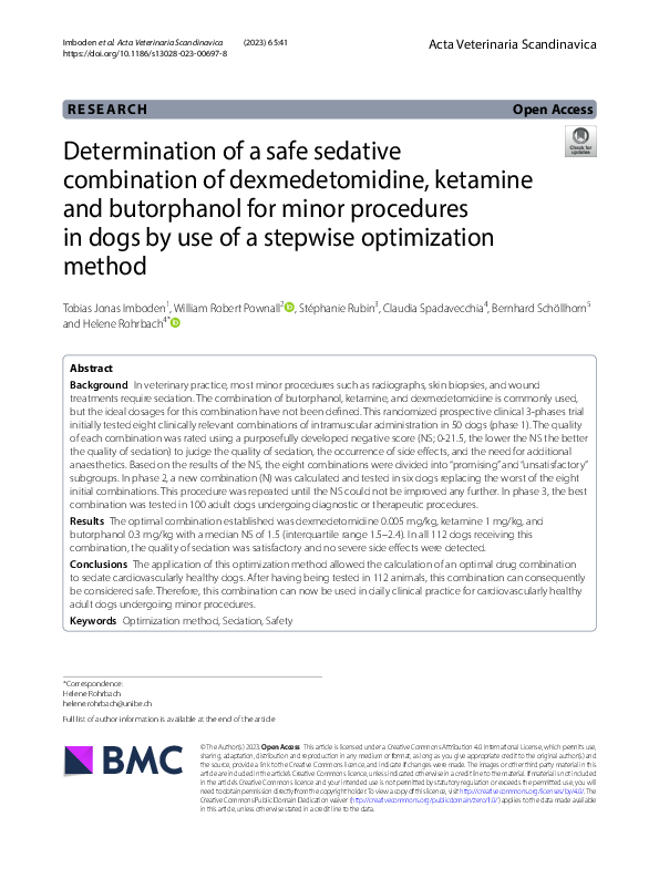 (PDF) Determination of a safe sedative combination of dexmedetomidine ...