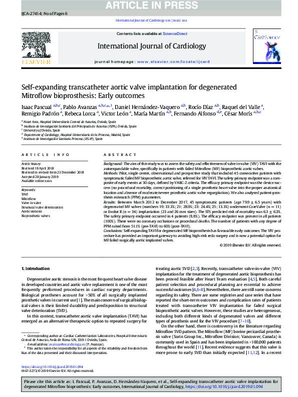 (PDF) Self-expanding transcatheter aortic valve implantation for ...