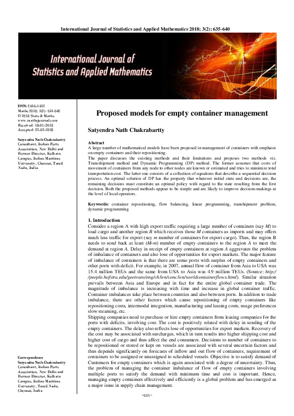 (PDF) Proposed models for empty container management
