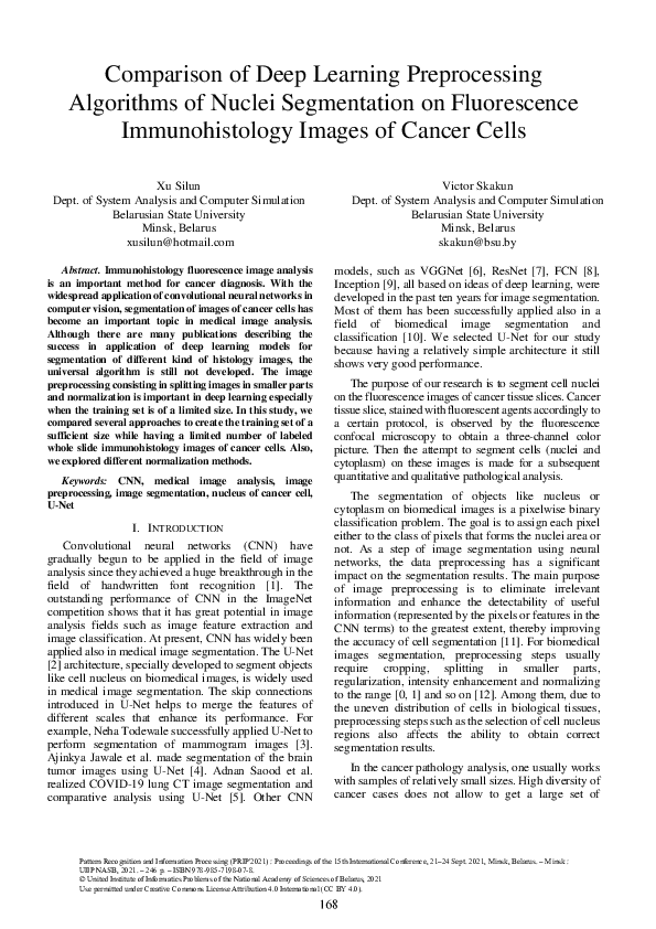 Pdf Comparison Of Deep Learning Preprocessing Algorithms Of Nuclei
