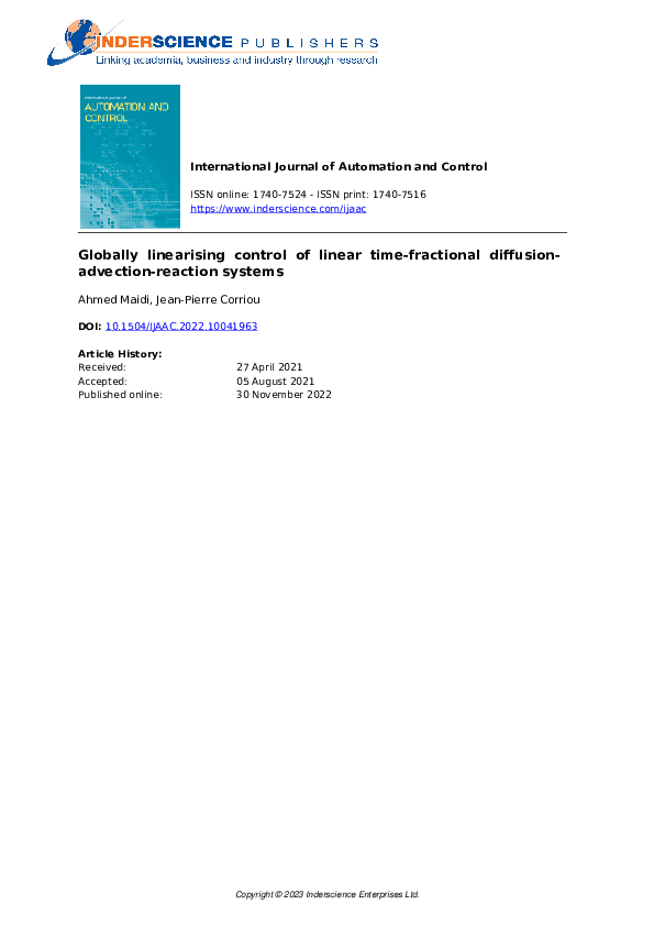 (PDF) Globally linearising control of linear time-fractional diffusion ...