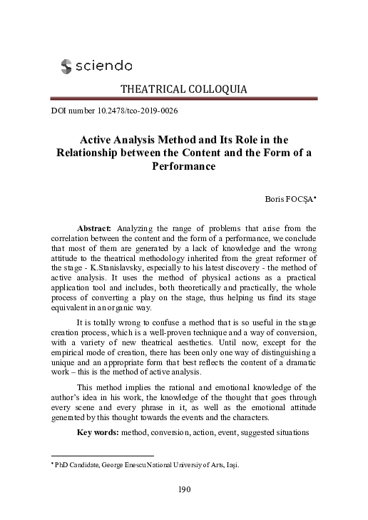 (PDF) Active Analysis Method and Its Role in the Relationship between the Content and the Form ...