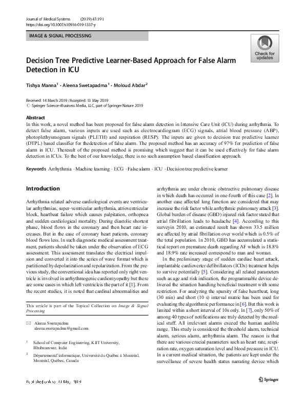 (PDF) Decision Tree Predictive Learner-Based Approach for False Alarm ...