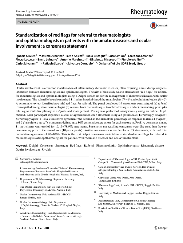 (PDF) Standardization of red flags for referral to rheumatologists and ...