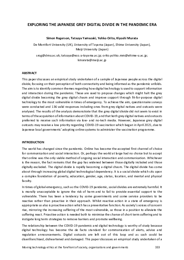 (PDF) Exploring the Japanese Grey Digital Divide in the Pandemic Era