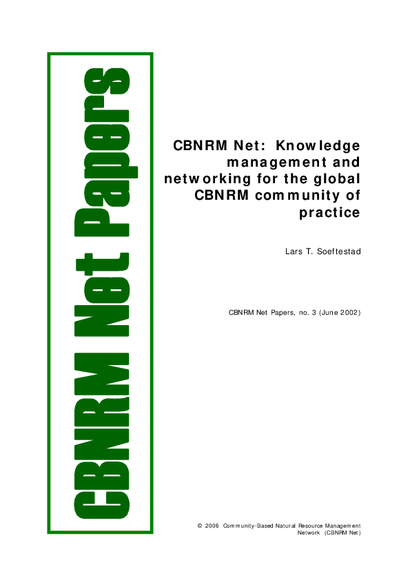 (PDF) CBNRM Net: Knowledge management and networking for the global ...