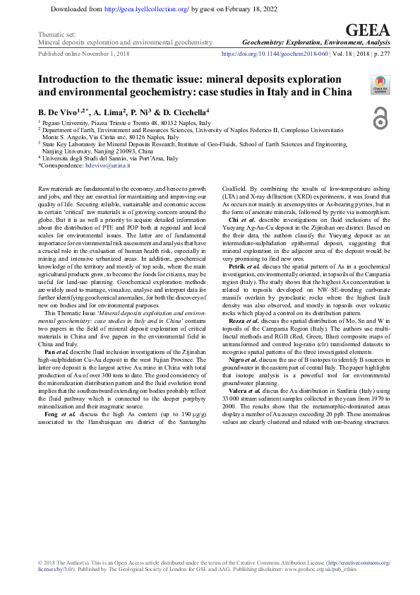 (PDF) Introduction to the thematic issue: mineral deposits exploration ...