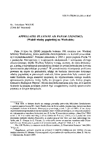(PDF) Appellatio Flaviani ad papam Leonem" (?). Wokół władzy papieskiej ...