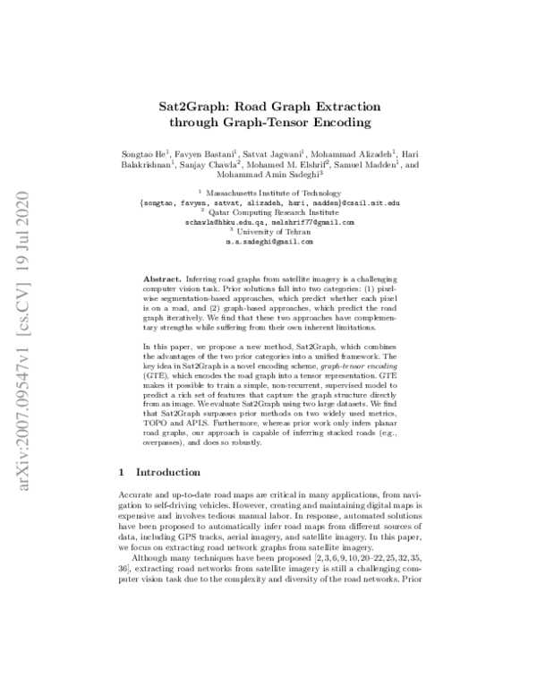 (PDF) Sat2Graph: Road Graph Extraction through Graph-Tensor Encoding