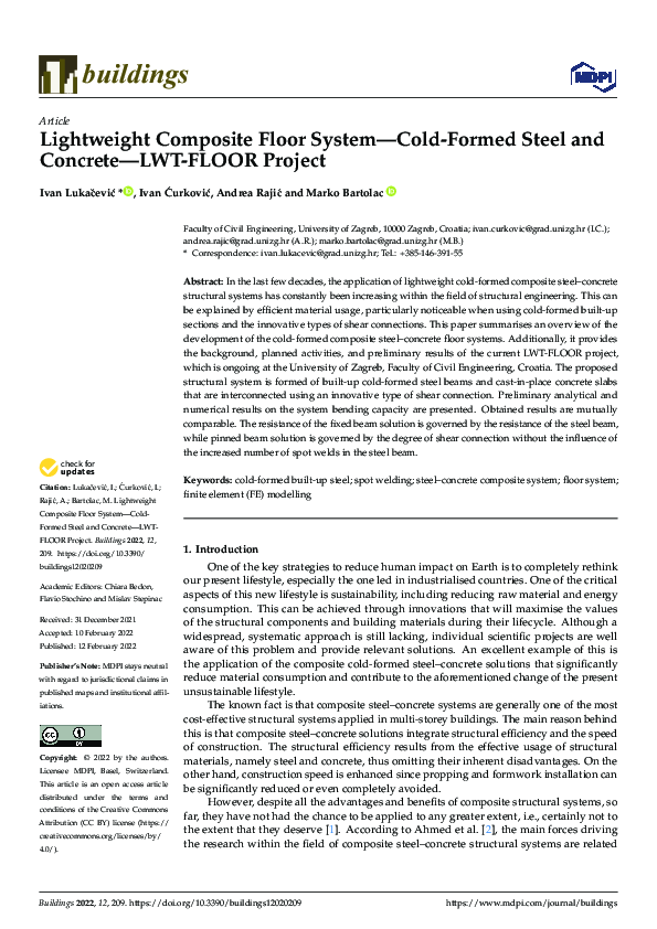 (PDF) Lightweight Composite Floor System—Cold-Formed Steel and Concrete ...