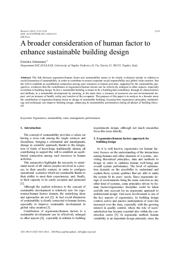 (PDF) A broader consideration of human factor to enhance sustainable ...