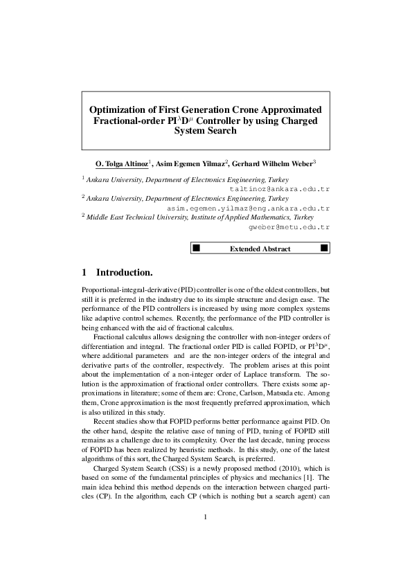 Pdf Optimisation Of First Generation Crone Approximated Fractional