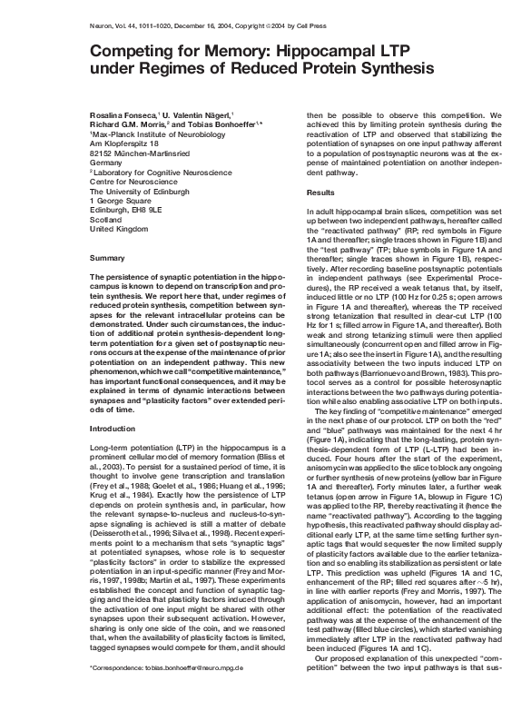 (PDF) Competing for Memory