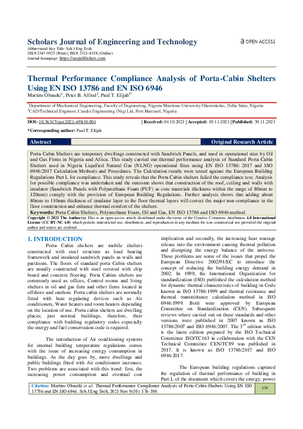(PDF) Thermal Performance Compliance Analysis of Porta-Cabin Shelters ...