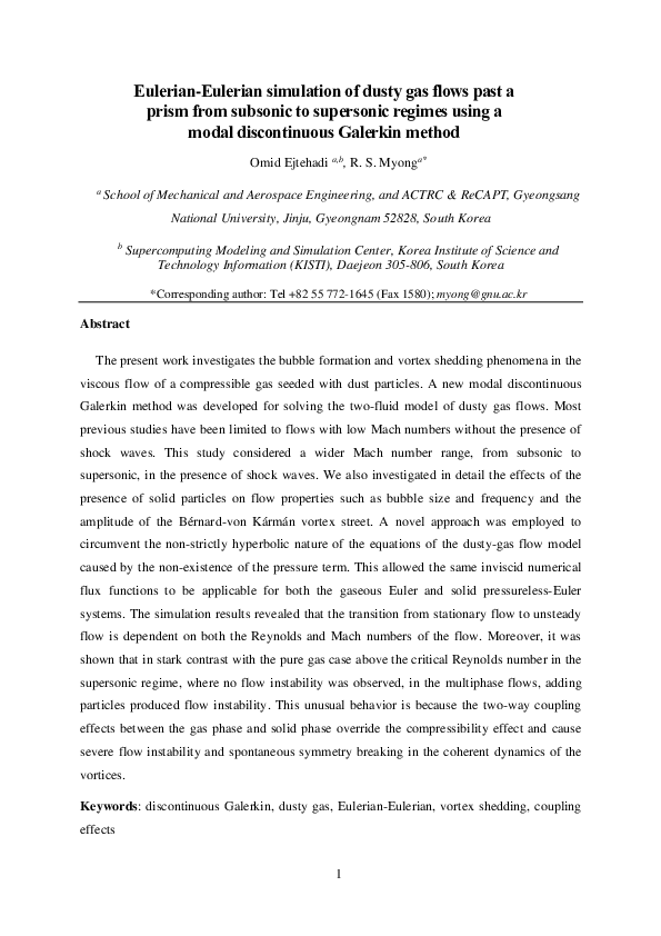 (PDF) Eulerian-Eulerian simulation of dusty gas flows past a prism from ...