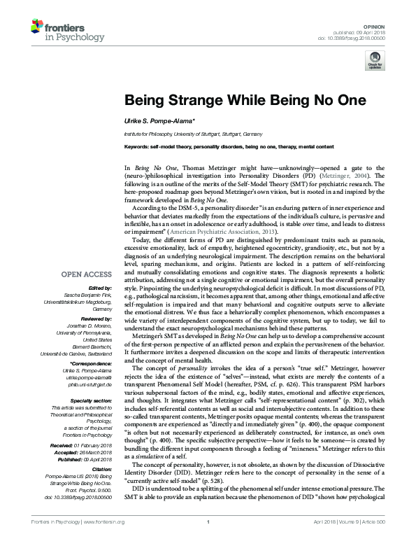 (PDF) Being Strange While Being No One