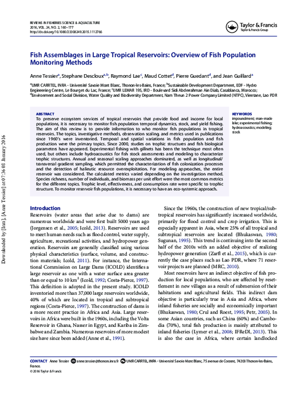 (PDF) Fish Assemblages in Large Tropical Reservoirs: Overview of Fish ...