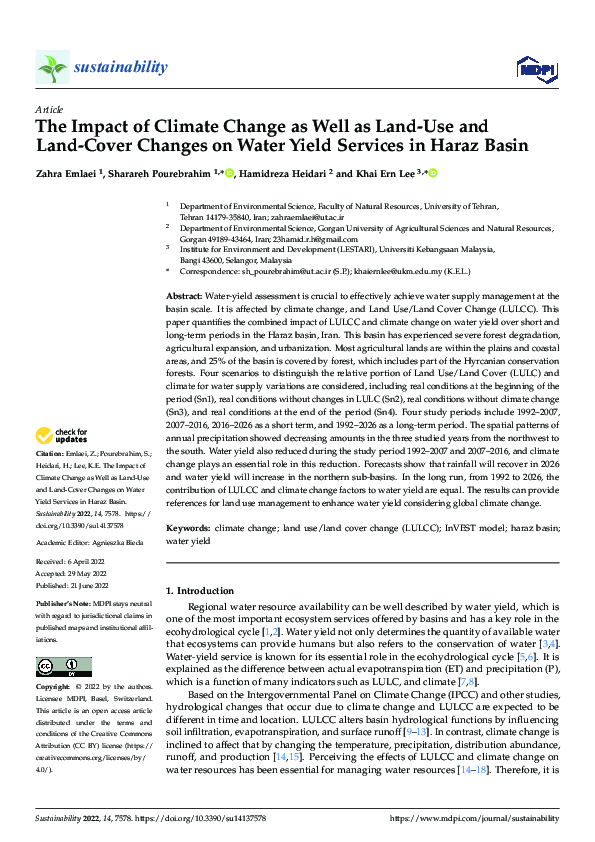 (PDF) The Impact of Climate Change as Well as Land-Use and Land-Cover Changes on Water Yield ...