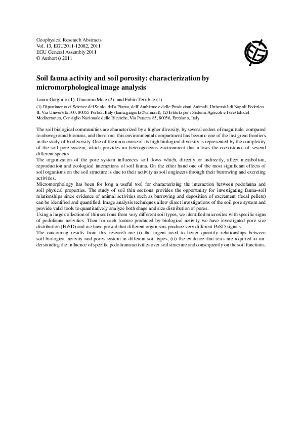 (PDF) Soil fauna activity and soil porosity: characterization by ...