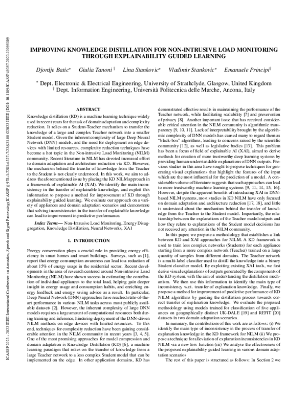 Pdf Improving Knowledge Distillation For Non Intrusive Load Monitoring Through Explainability 