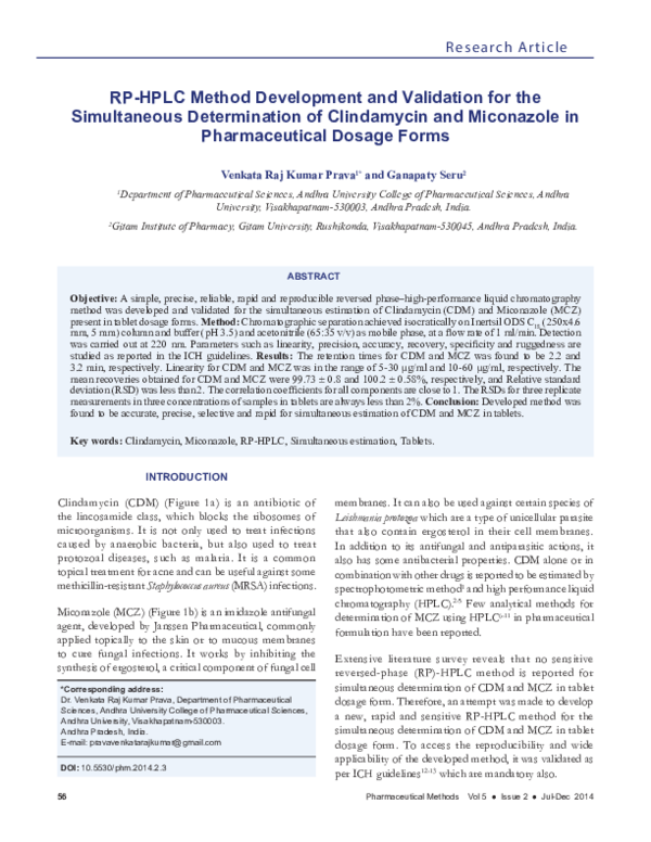 (PDF) RP-HPLC Method Development and Validation for the Simultaneous Determination of ...