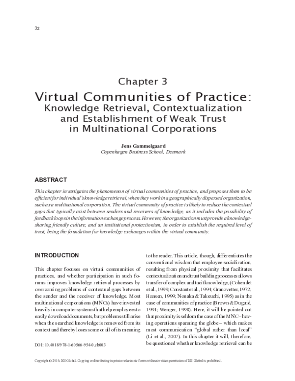 (PDF) Virtual Communities of Practice
