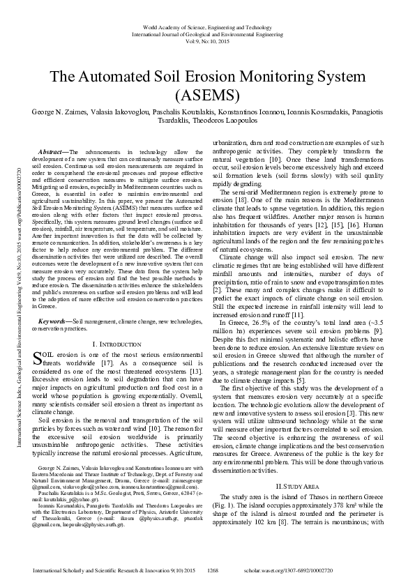 (PDF) The Automated Soil Erosion Monitoring System (Asems)