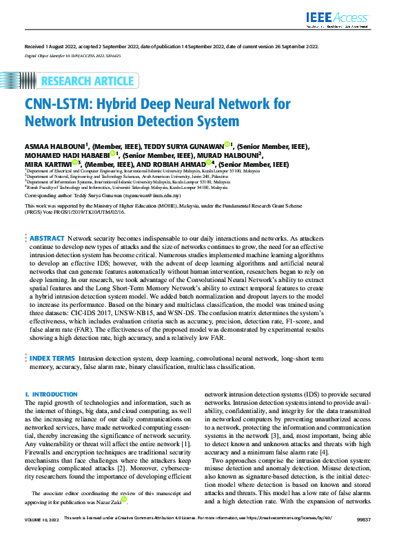 (PDF) CNN-LSTM: Hybrid Deep Neural Network for Network Intrusion Detection System