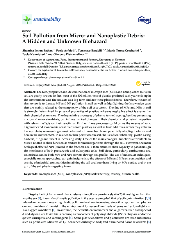 (PDF) Soil Pollution from Micro- and Nanoplastic Debris: A Hidden and Unknown Biohazard
