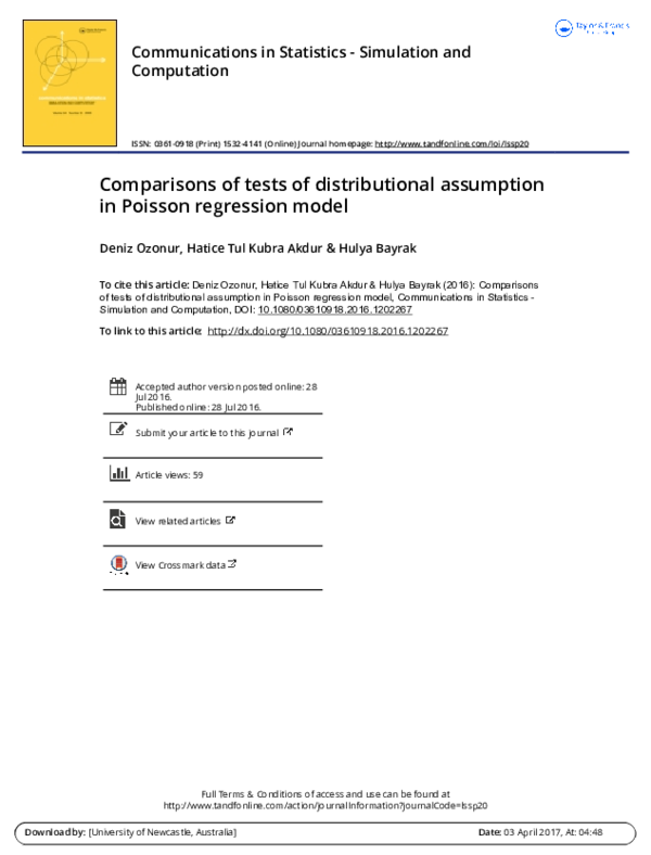 Pdf Comparisons Of Tests Of Distributional Assumption In Poisson