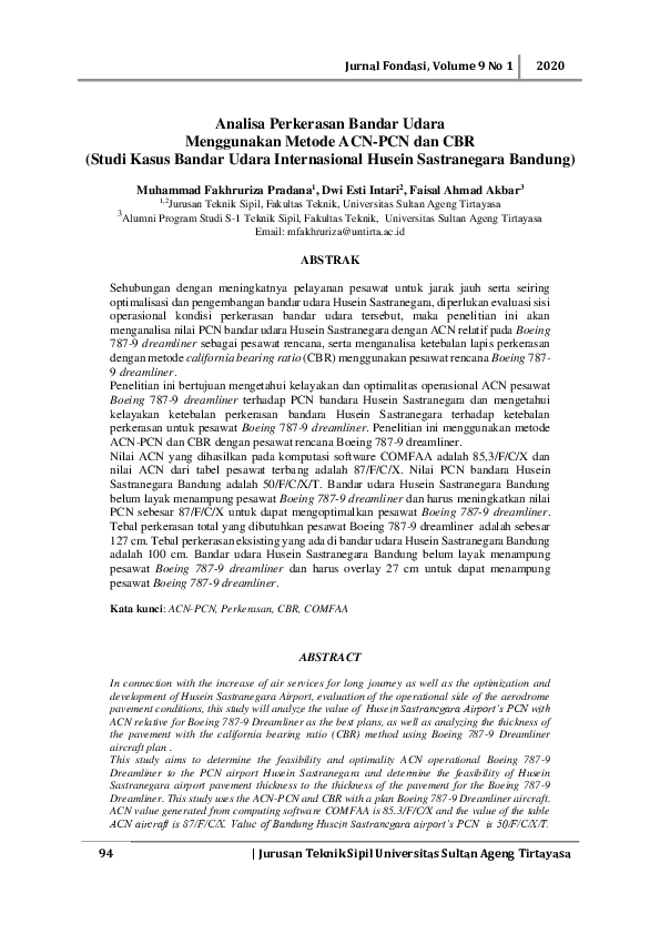 (PDF) Analisa Perkerasan Bandar Udara Menggunakan Metode Acn-PCN Dan CBR (Studi Kasus Bandar ...