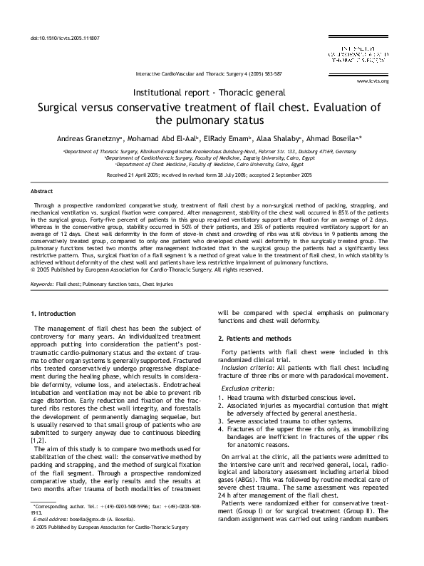 (PDF) Institutional report - Thoracic general Surgical versus conservative treatment of flail ...
