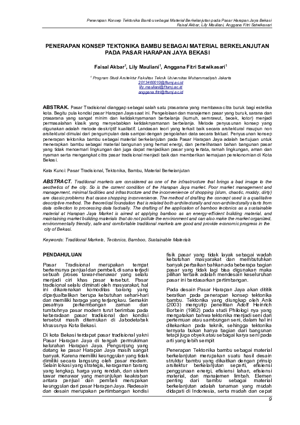 (PDF) Penerapan Konsep Tektonika Bambu Sebagai Material Berkelanjutan Pada Pasar Harapan Jaya ...