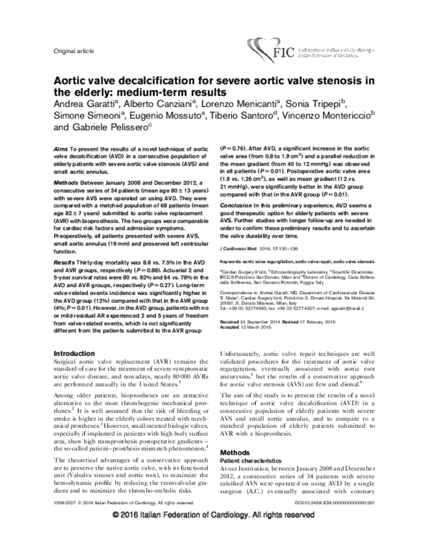 (PDF) Aortic valve decalcification for severe aortic valve stenosis in ...